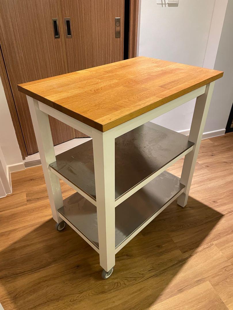 IKEA STENSTORP Kitchen Island Trolley in White/ Oak, Furniture & Home ...
