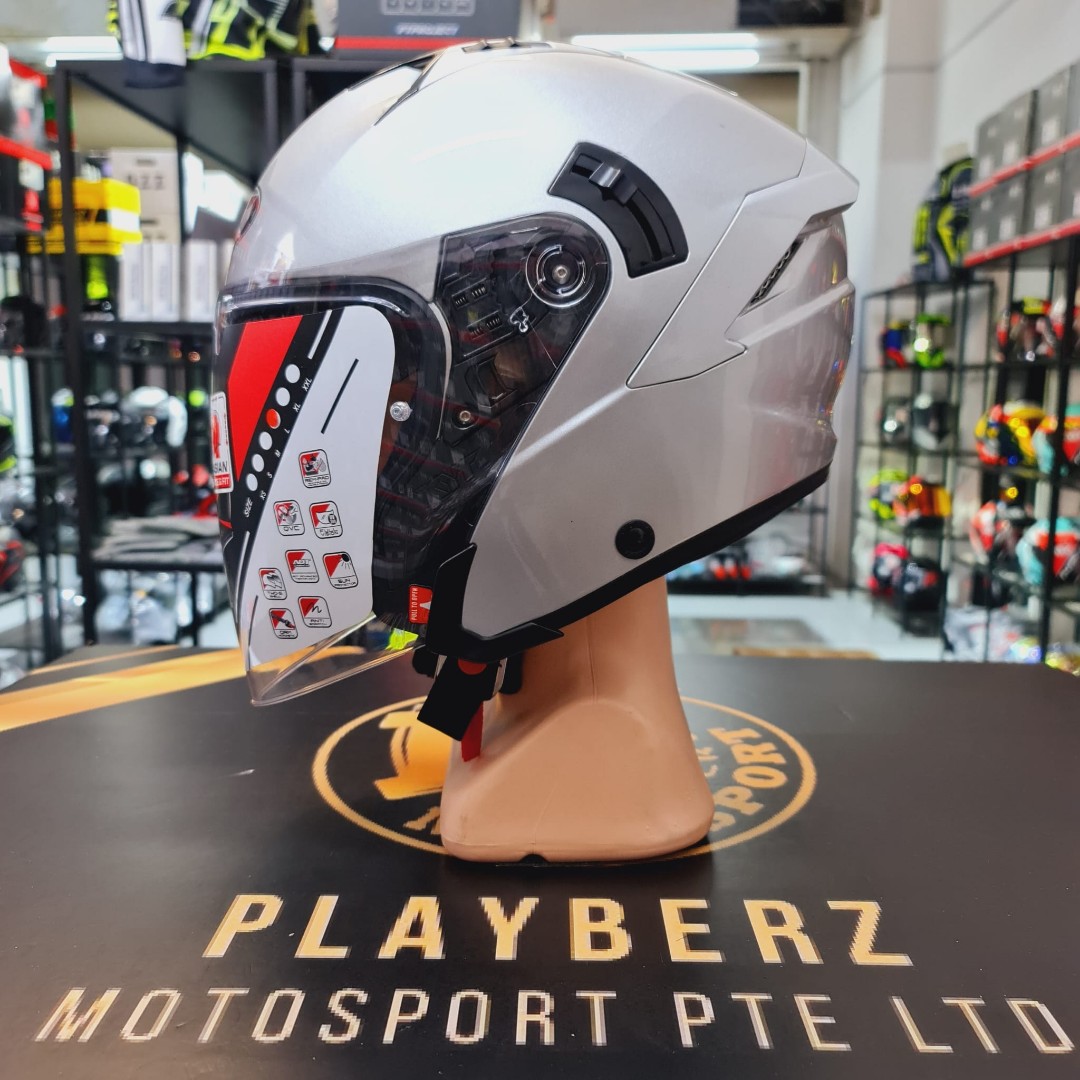 KYT NFJ METALLIC SILVER HELMET, Motorcycles, Motorcycle Apparel on ...