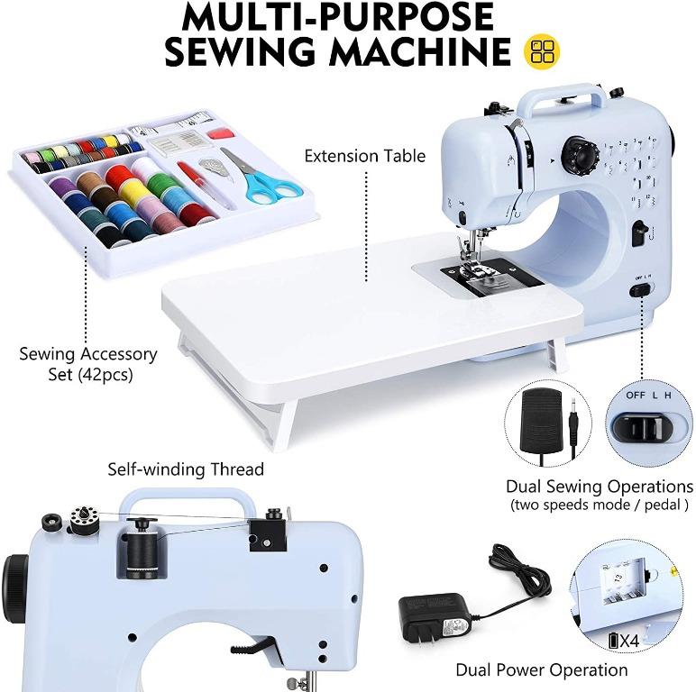 Magicfly Portable Sewing Machine, 12 Built-in Stitches Mini Sewing ...