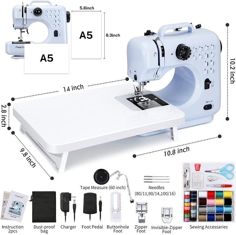 Magicfly Portable Sewing Machine, 12 Built-in Stitches Mini Sewing ...