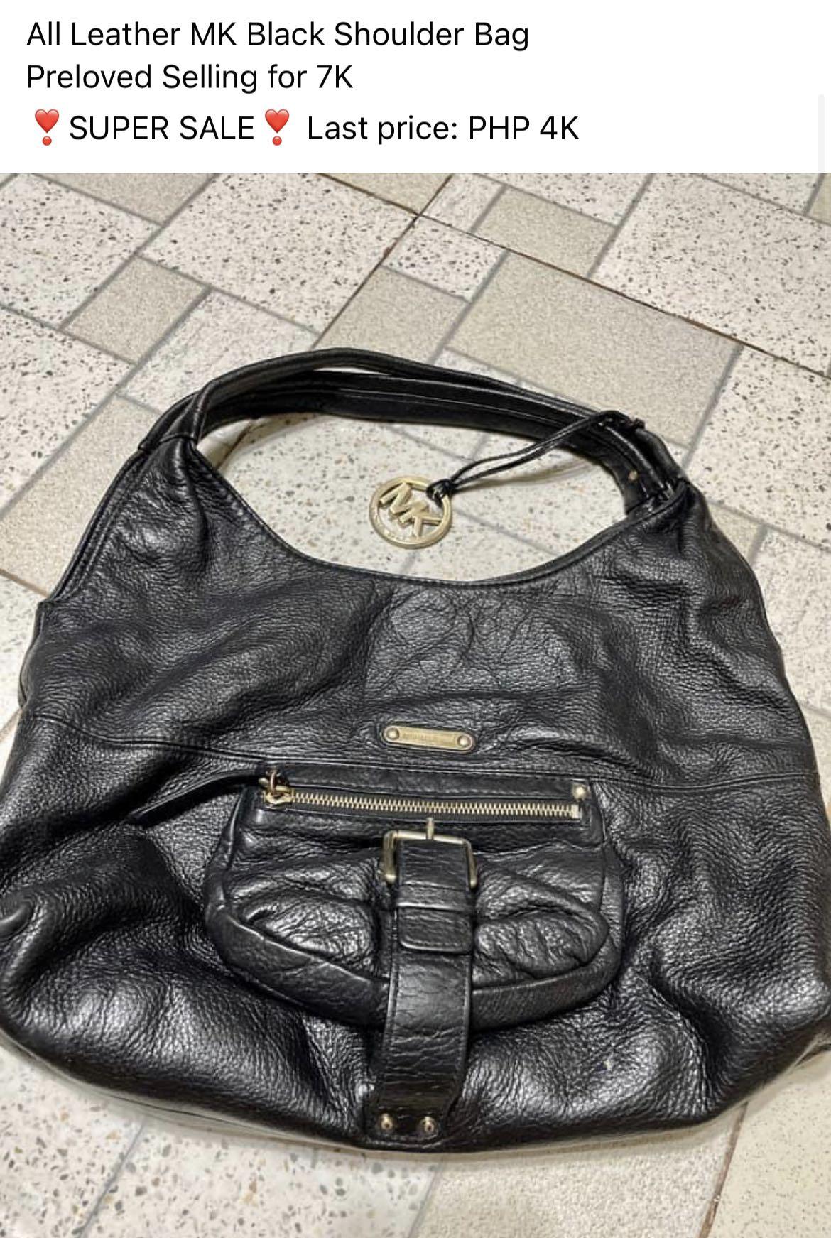 MK Black Full Leather Bag, Luxury, Bags & Wallets on Carousell