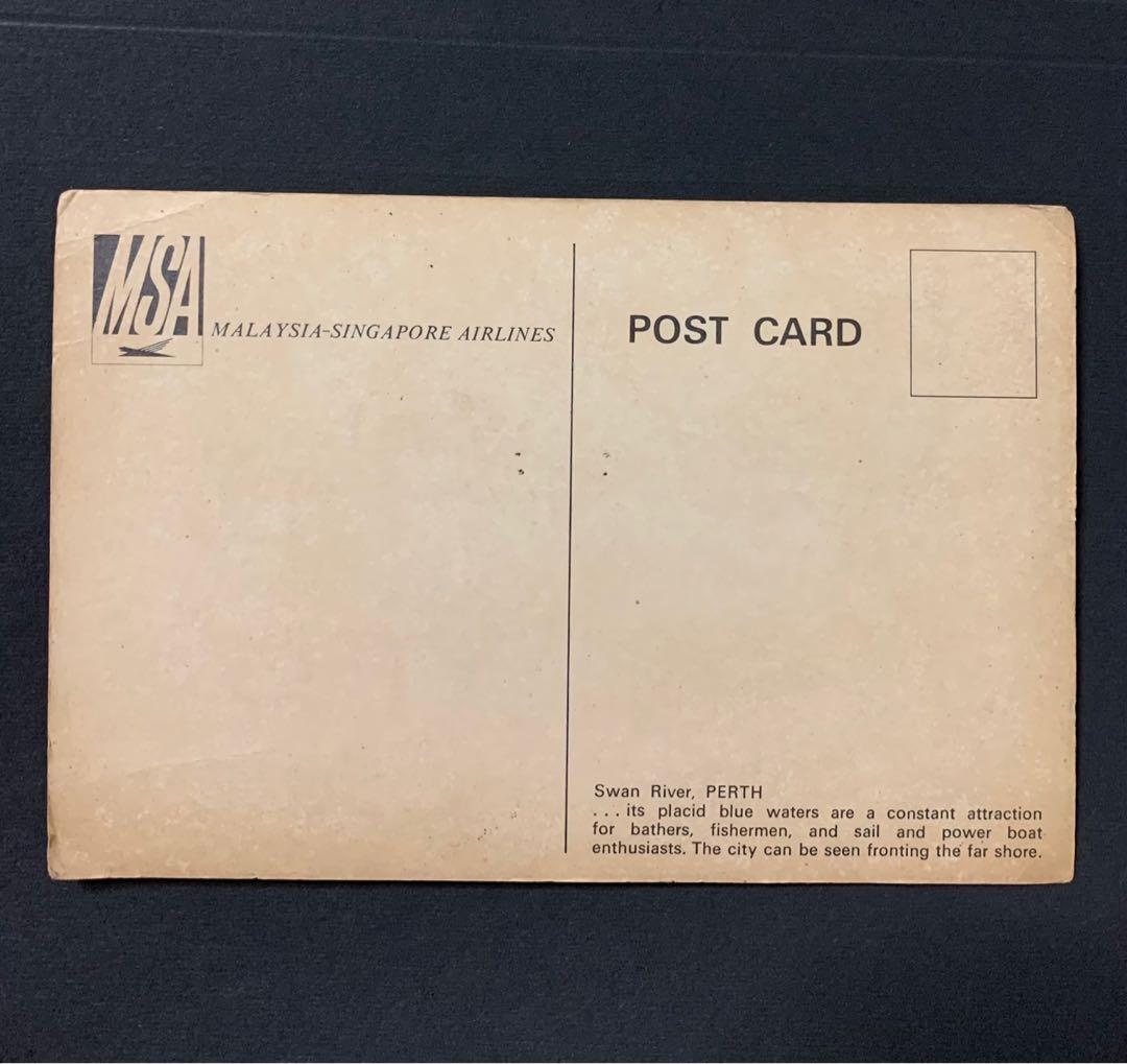 MSA Malaysia Singapore Airline (predecessor of SIA) postcard PERTH ...