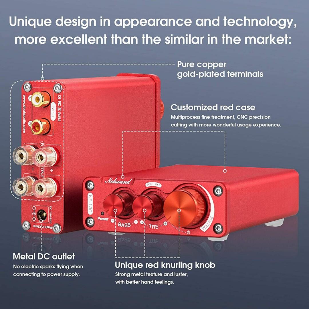 Nobsound HiFi Digital Power Amplifier Stereo Desktop Audio Amp Tone ...