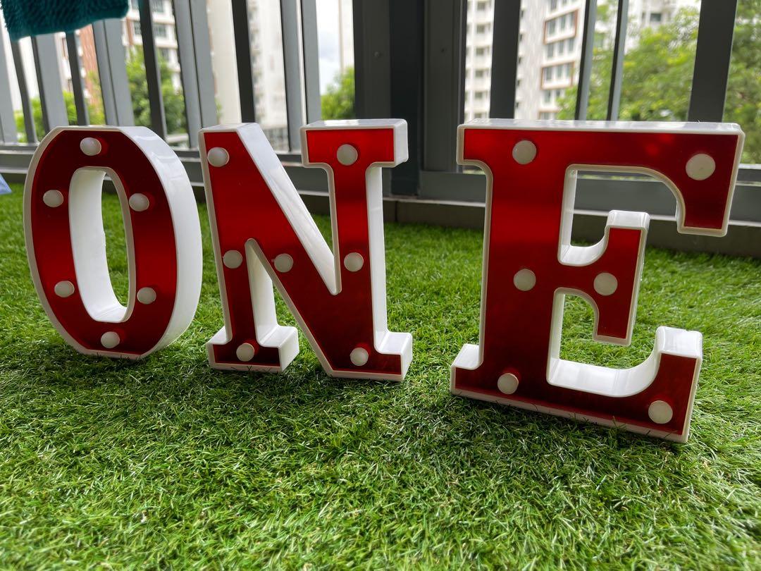 ONE LED Lights Alphabet for First Birthday Photoshoot Props, Hobbies ...