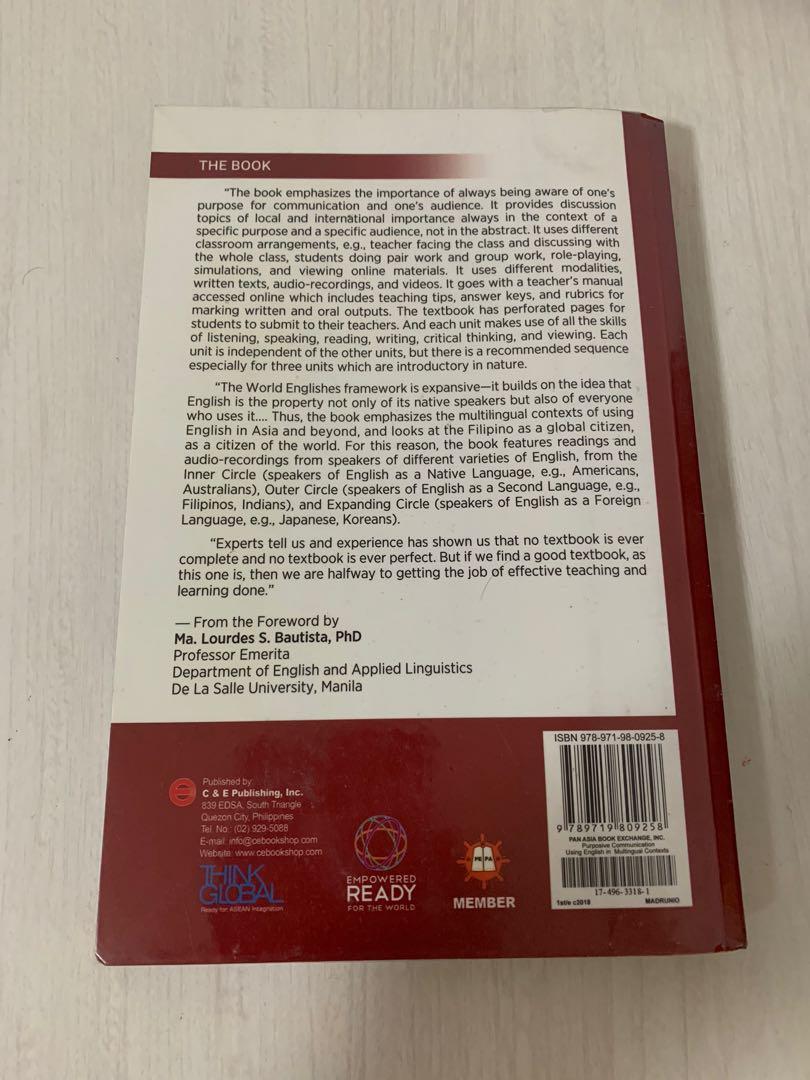 Purposive Communication Using English in Multilingual Context (by Madrunio and Martin), Hobbies ...