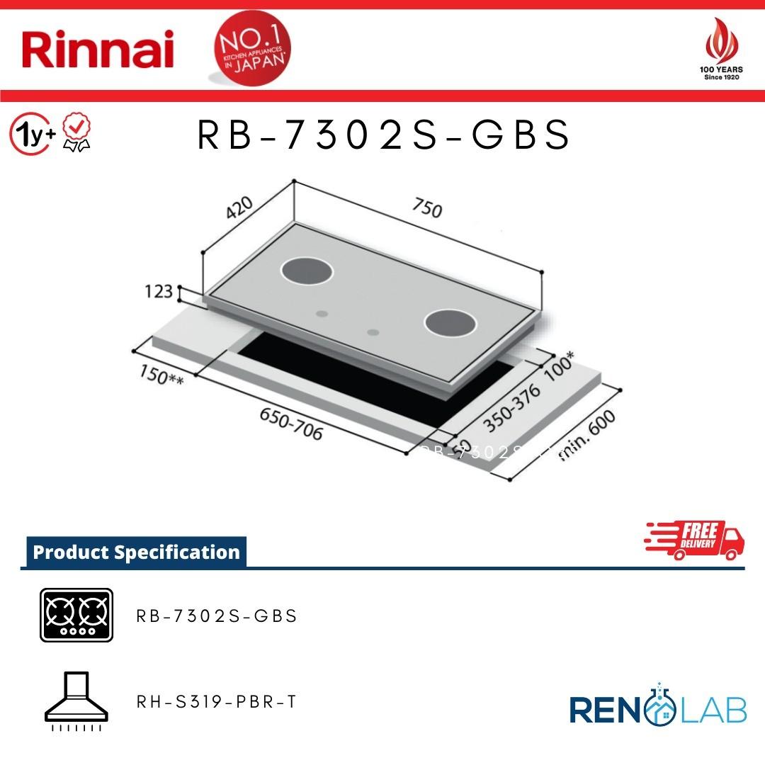 Rinnai SLIM Hood (RH-S329-PBR-T) + Hob (RB-7302S-GBS) Package Combo 🔥, TV & Home Appliances ...