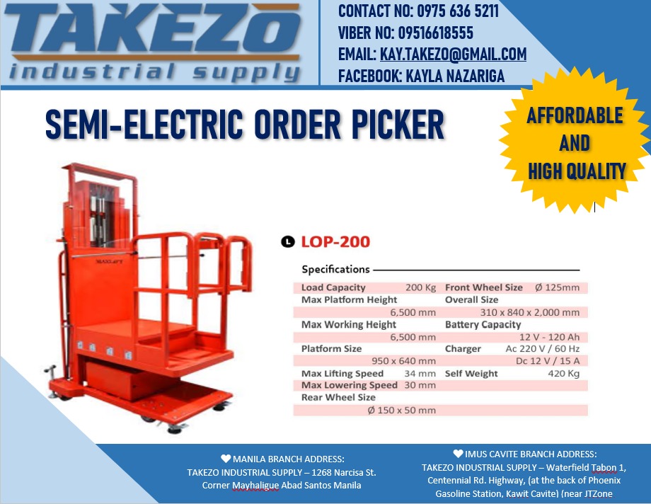 SEMI-ELECTRIC ORDER PICKER, Commercial & Industrial, Construction ...
