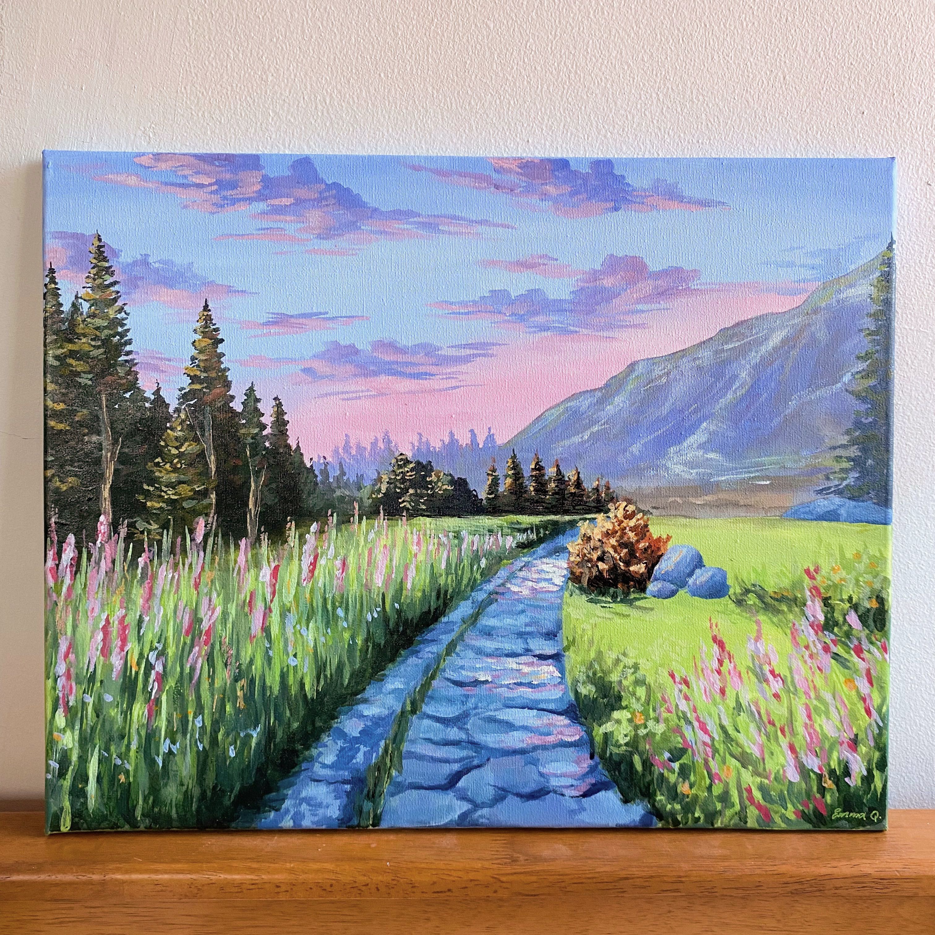 Stone Pathway Acrylic Canvas Painting, Hobbies & Toys, Stationary ...