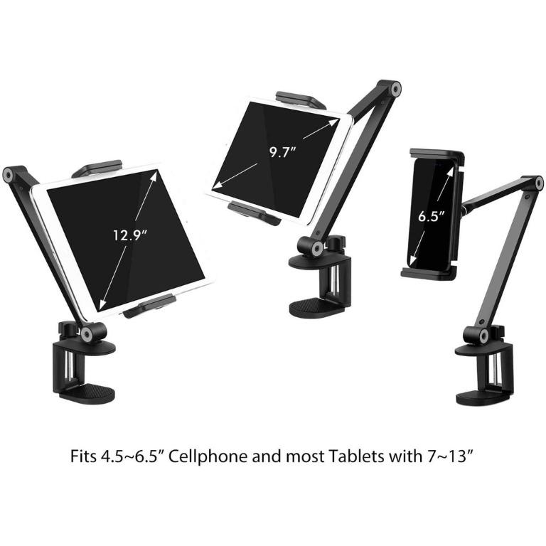 Tablet Stand Holder Clamp, 360 Degrees Flexible Mount , Height and ...