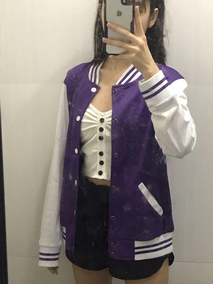 Violet Varsity Jacket, Women's Fashion, Coats, Jackets and Outerwear on ...