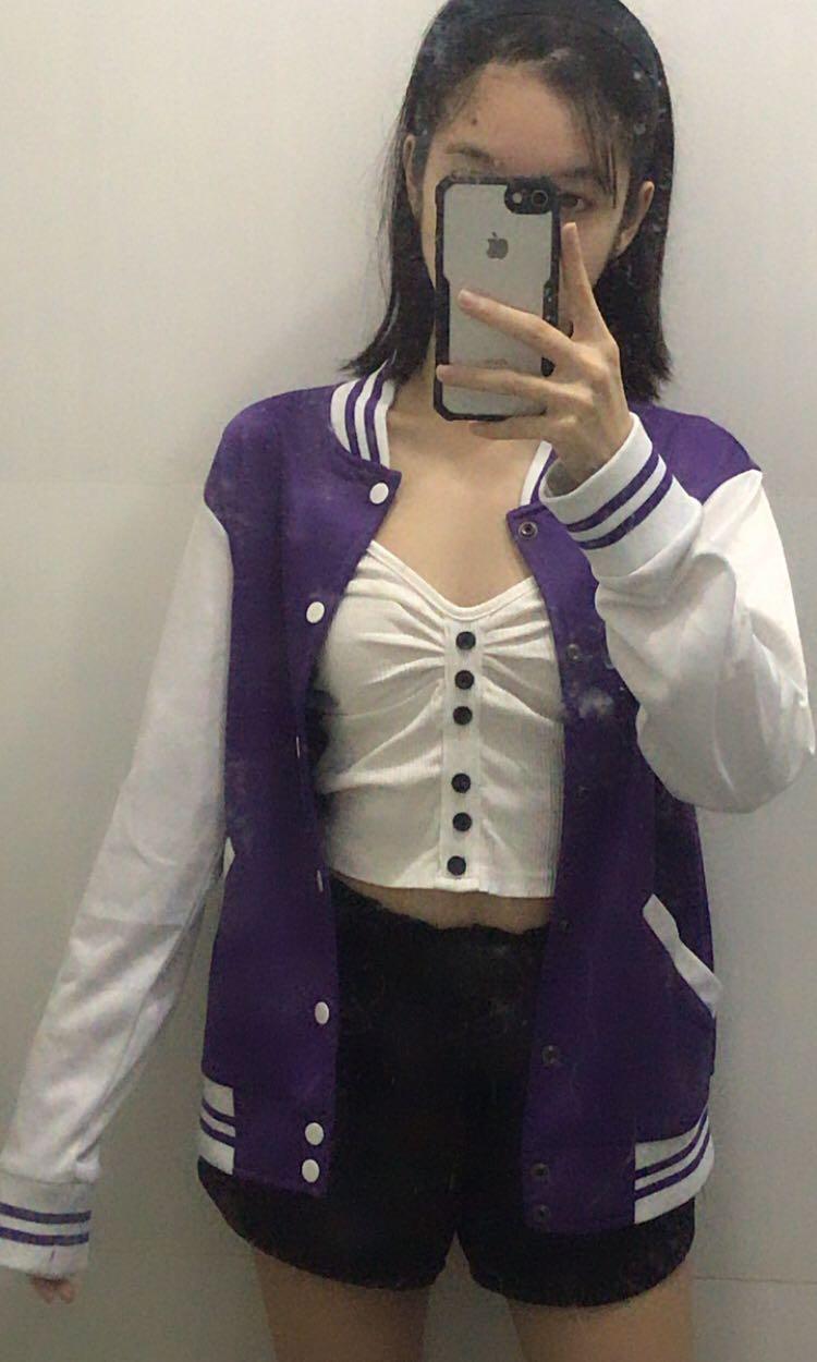 Violet Varsity Jacket, Women's Fashion, Coats, Jackets and Outerwear on ...