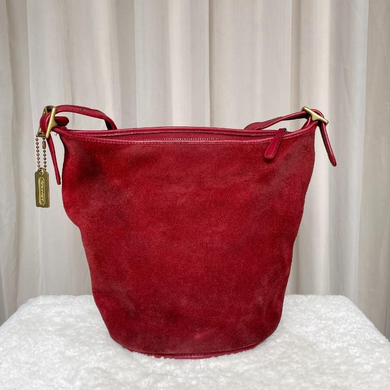 90s Coach Vintage Berkeley Duffle Sac, Coach Red Suede Leather Duffle ...