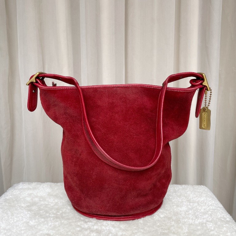 90s Coach Vintage Berkeley Duffle Sac, Coach Red Suede Leather Duffle ...