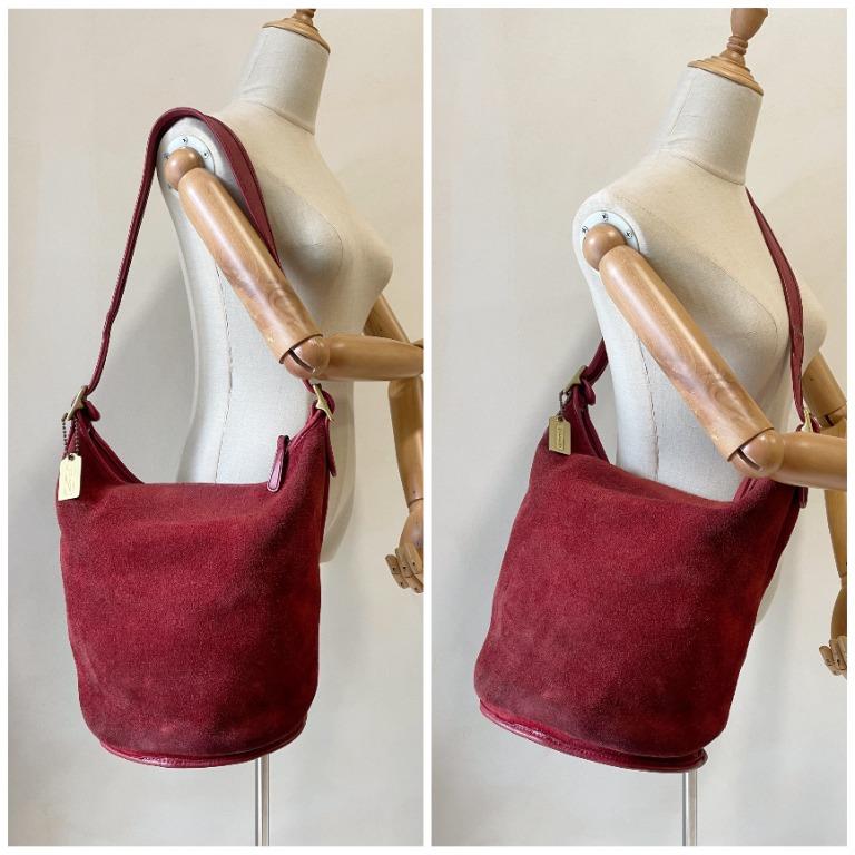 90s Coach Vintage Berkeley Duffle Sac, Coach Red Suede Leather Duffle ...