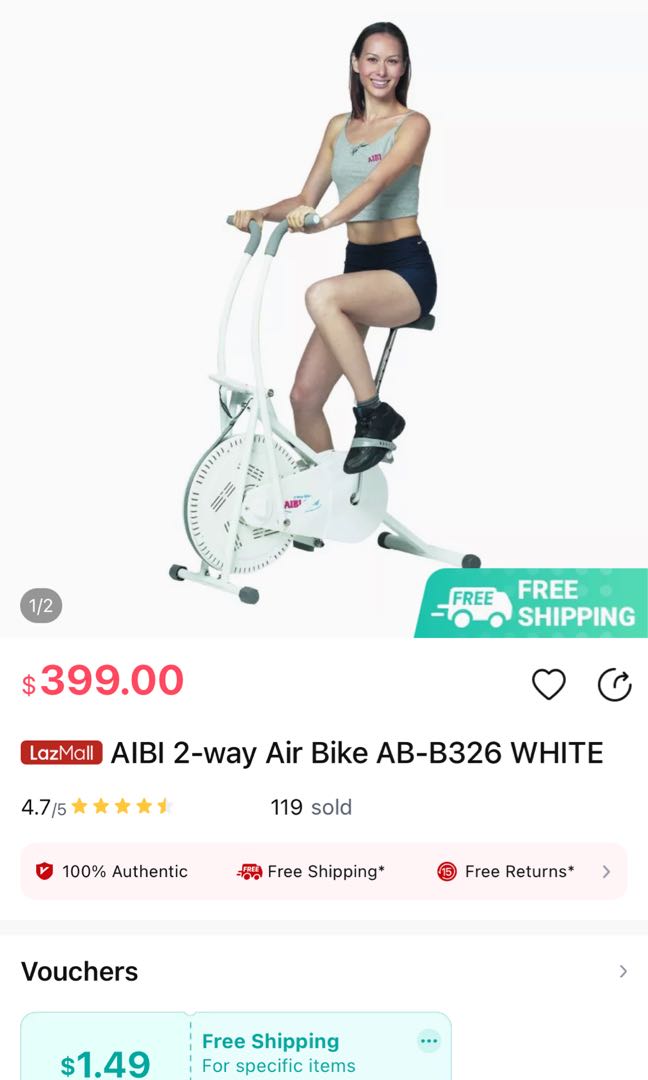 AIBI 2 way Air Bike, Sports Equipment, Exercise & Fitness, Cardio ...