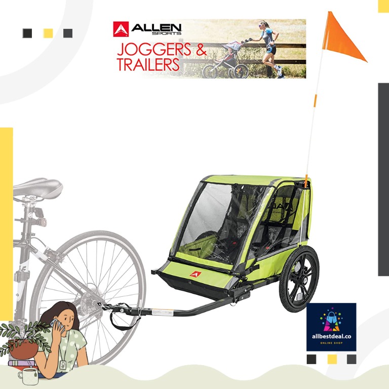 Allen Sports Hi-Viz 2-Child Bicycle Trailer two seater bike two wagon ...