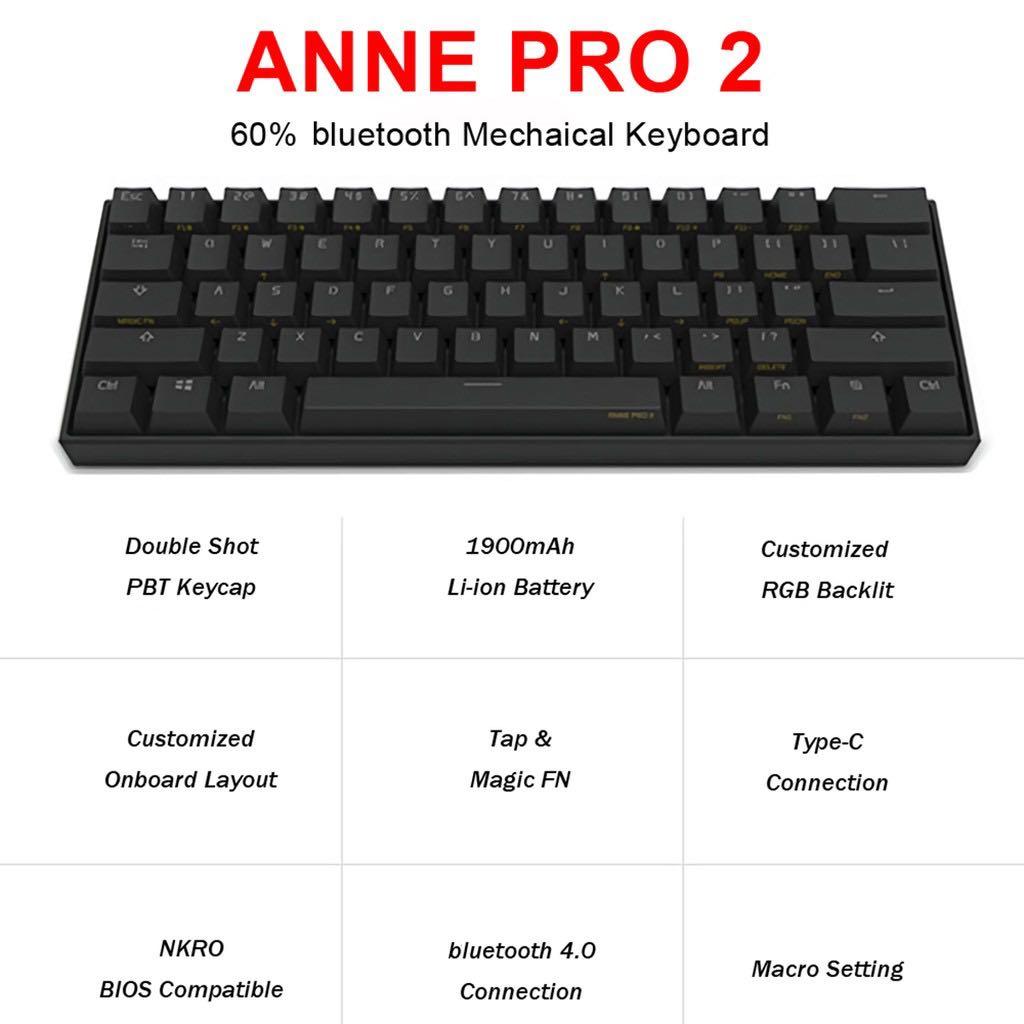 Anne Pro 2 mini portable mechanical keyboard, Computers & Tech, Parts ...
