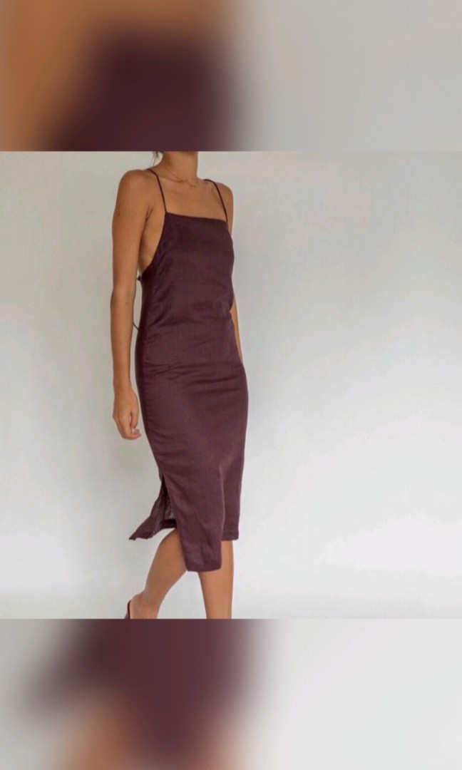Araw the Line Presko Midi Dress in Aubergine, Women's Fashion, Dresses ...