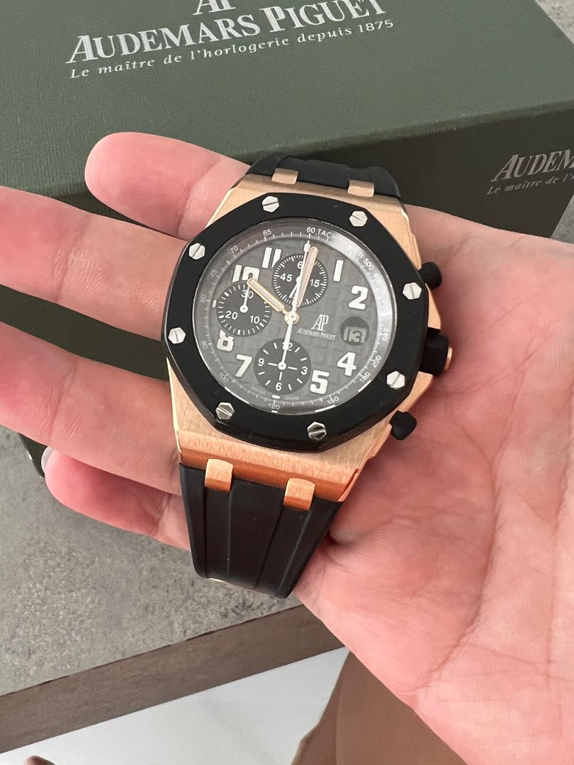 Audemars Piguet rubber clad rose gold, Luxury, Watches on Carousell