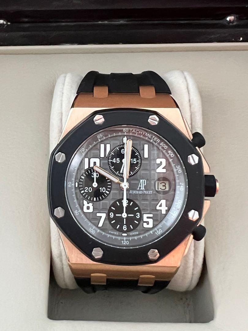 Audemars Piguet rubber clad rose gold, Luxury, Watches on Carousell