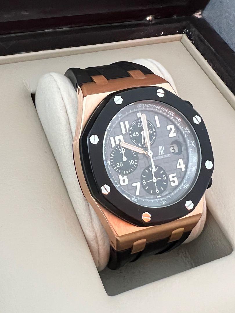 Audemars Piguet rubber clad rose gold, Luxury, Watches on Carousell