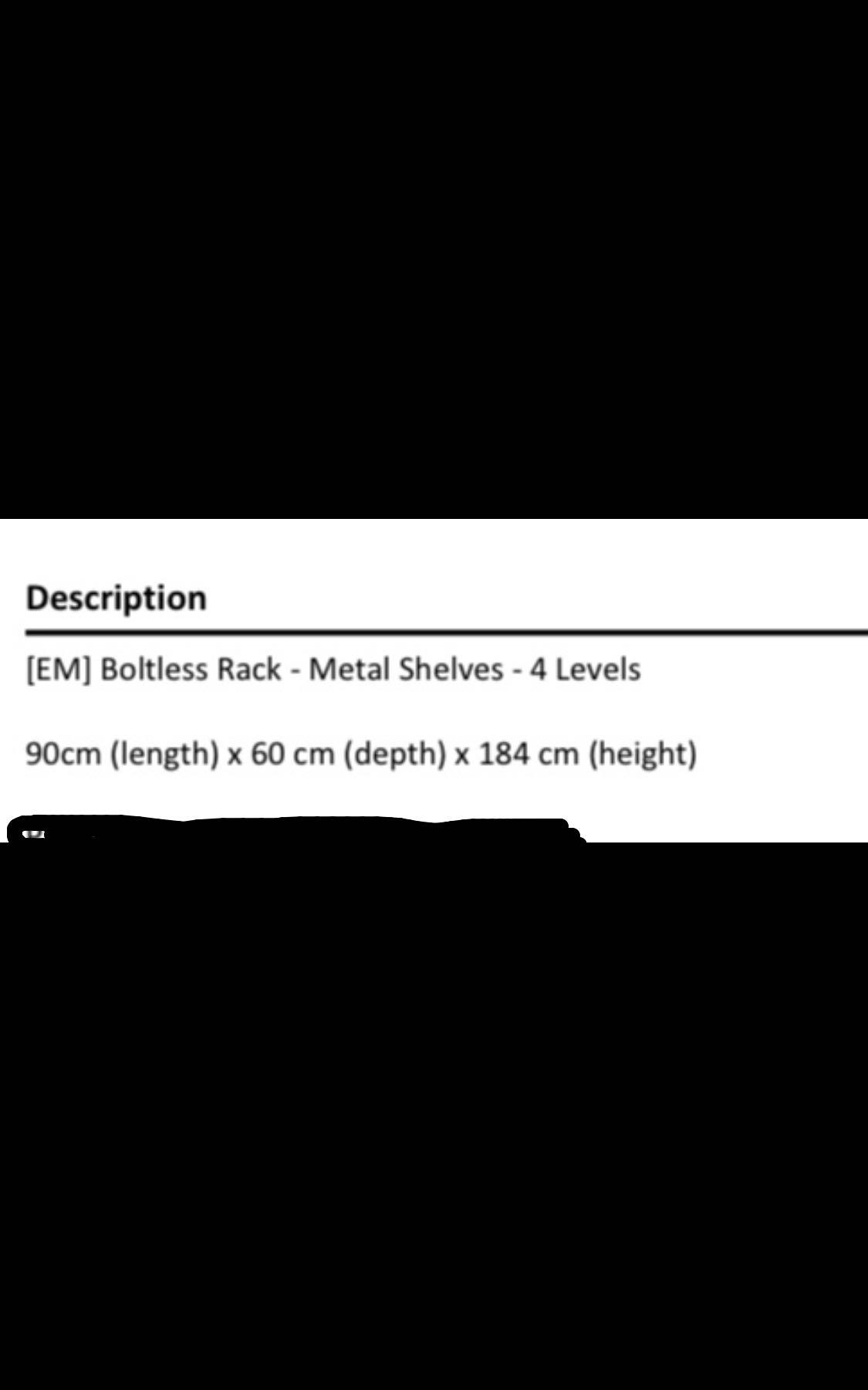 Boltless rack 4 levels Storeroom Rack, Furniture & Home Living ...