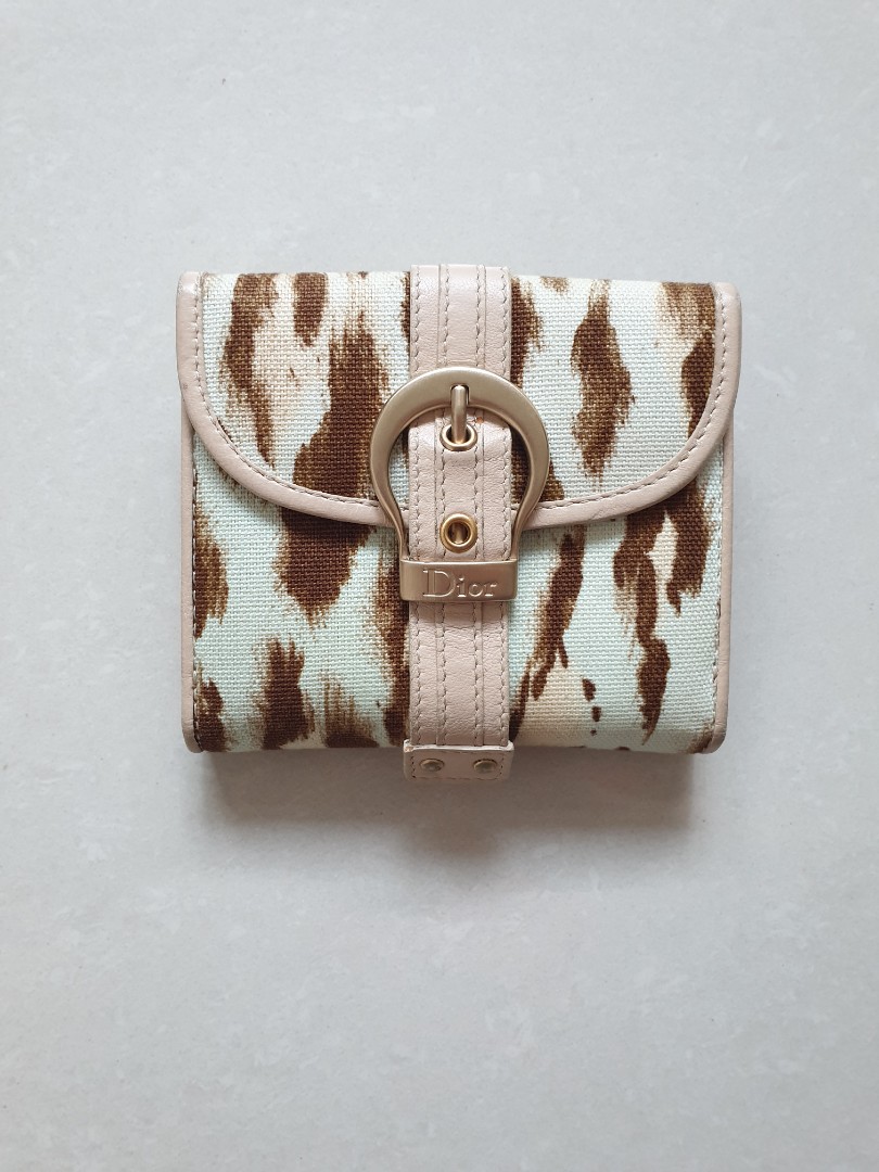 Christian Dior CD Mint Leopard Monogram details Compact Fold Wallet ...