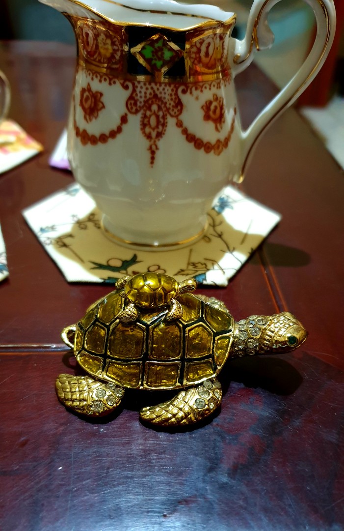 Crystal Studded Sea Turtle Jewelry Box Hand-Painted Collectible Trinket ...