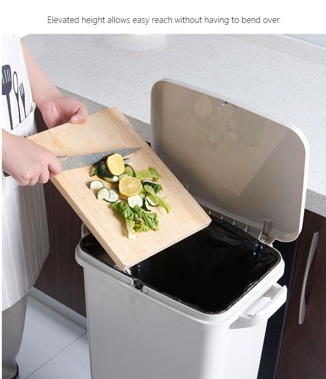 Dual-Tier Standing Waste Bin 360 Degrees Rotating Wheels 38L Large ...