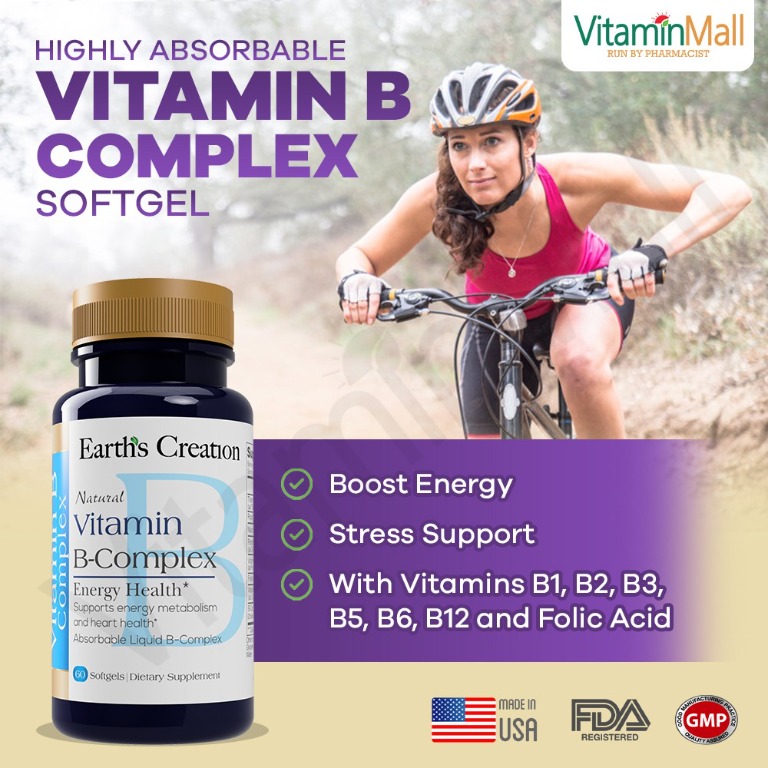 EC Vitamin B Complex - 60 Softgel - 10 B Vitamins - B1 B2 B3 B5 B6 B12 ...