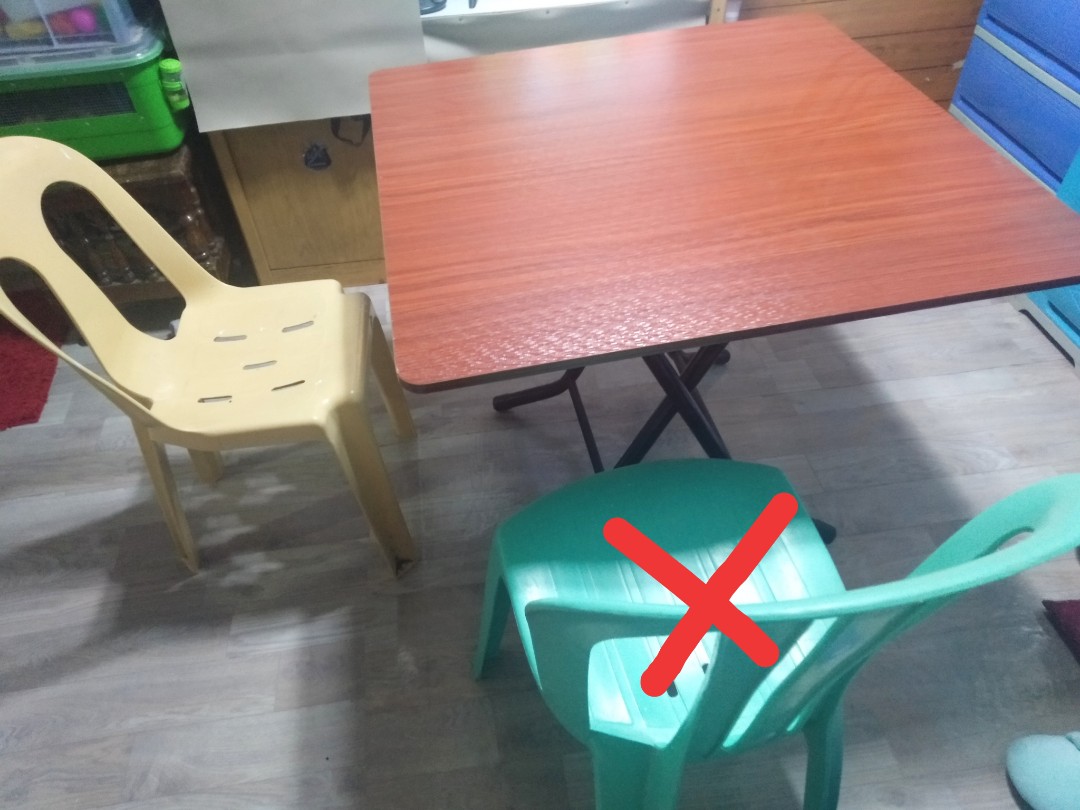Folding table with 1 uratex chair, Furniture & Home Living, Furniture ...