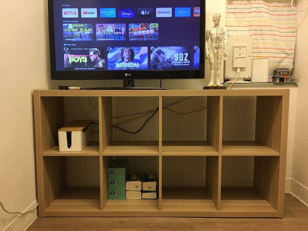 Ikea Kallax 書架/書櫃/電視櫃 Bookshelf/TV Cabinet, 傢俬＆家居, 傢俬, 書櫃、櫃子及架 - Carousell