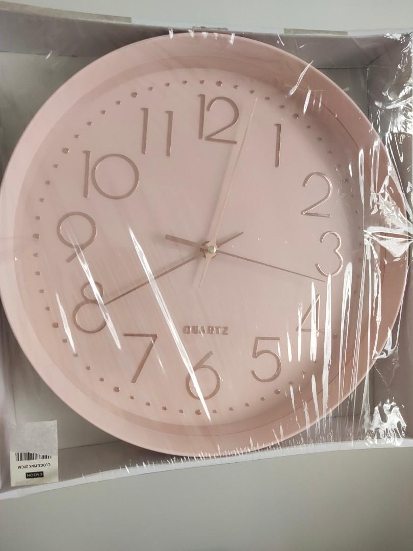 Kaison Pink Clock (Gold Font Edition), Furniture & Home Living, Home ...