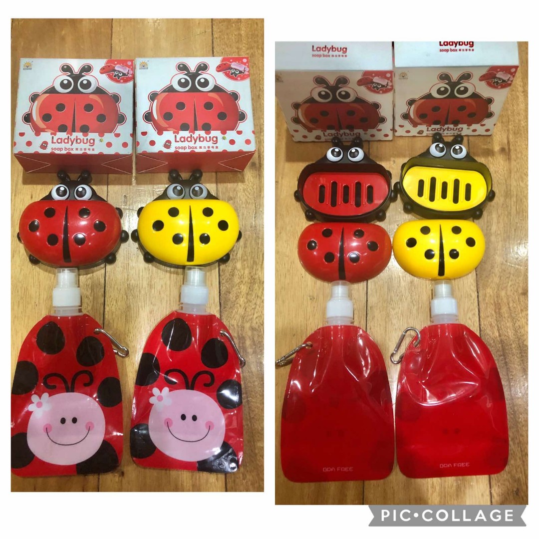 Ladybug Soap Dish and BPA free collapsible water bottle, Babies & Kids ...