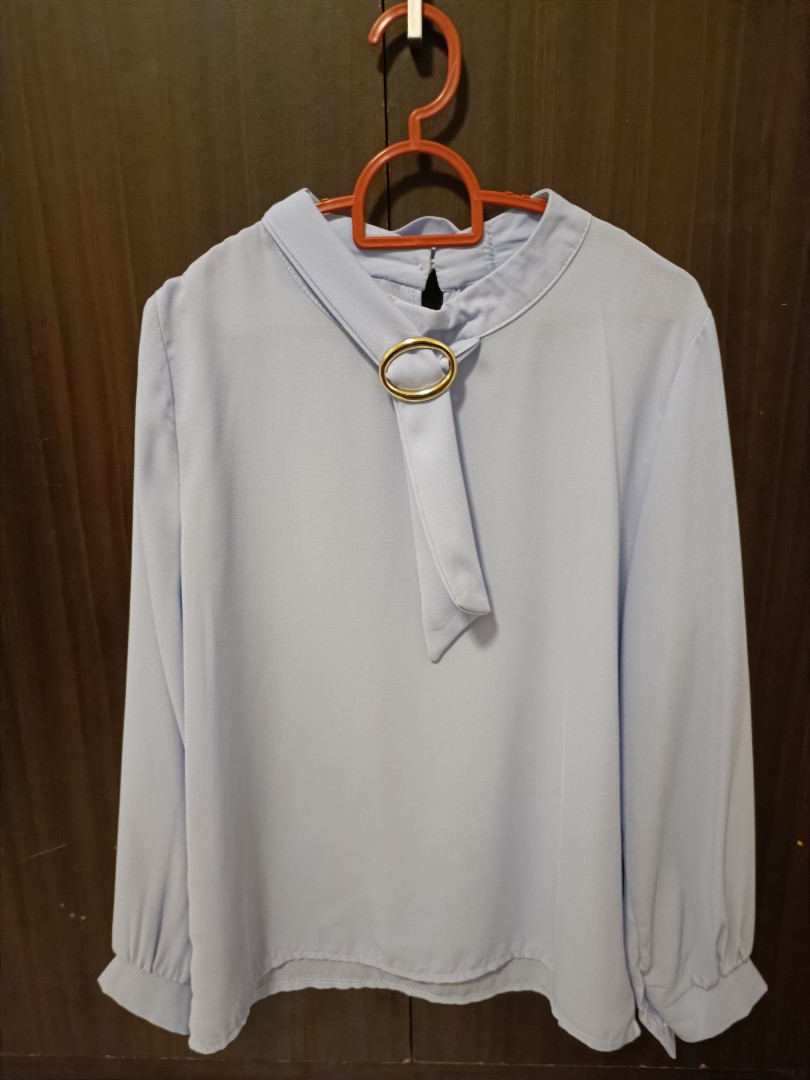 Light blue formal shirt (woman), Women's Fashion, Tops, Longsleeves on ...