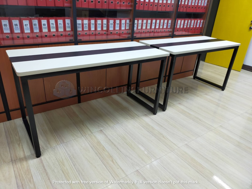 Long rectangular table custom made laminated top metal leg, Furniture ...