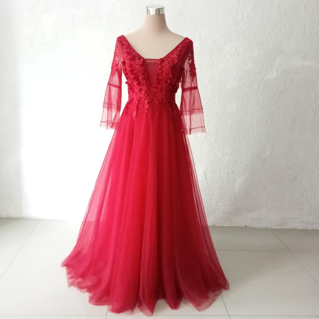 Maroon gown deep red gown sponsor gown mother of the bride gown ...