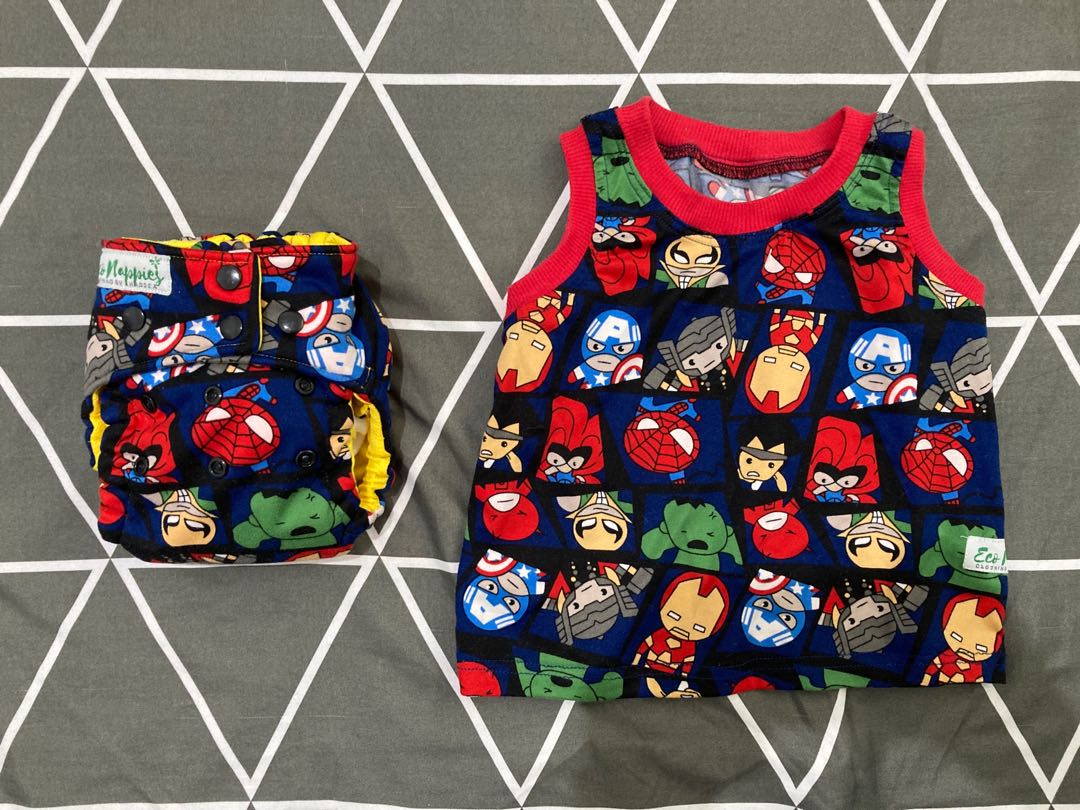 Marvel Avengers Cloth Diaper Terno 1T-2T, Babies & Kids, Bathing ...