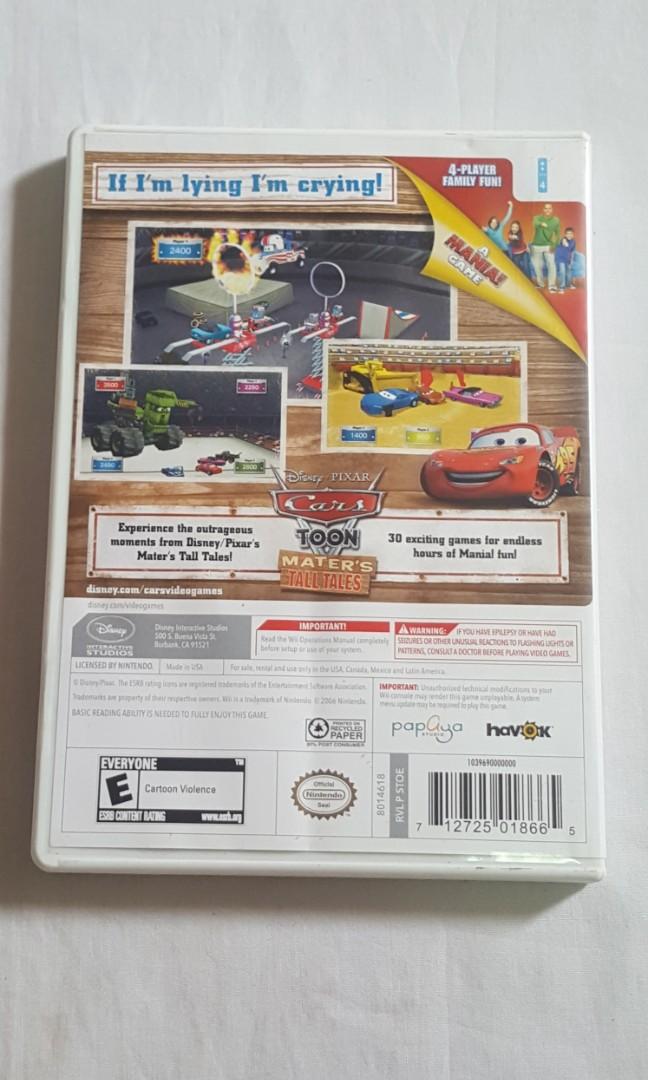 Nintendo Wii Disney Pixar Cars Toon Mater's Tall Tales, Video Gaming ...
