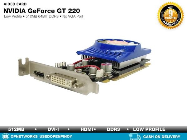 NVIDIA GeForce GT 220 512MB 64BIT DDR3 (Low Profile) Video Card ...