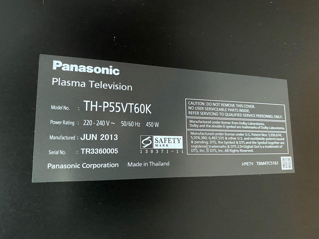 Panasonic plasma viera smart tv 55 inch, TV & Home Appliances, TV ...