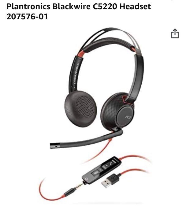 Plantronics Blackwire C5220 Headset 207576-01, Audio, Headphones ...