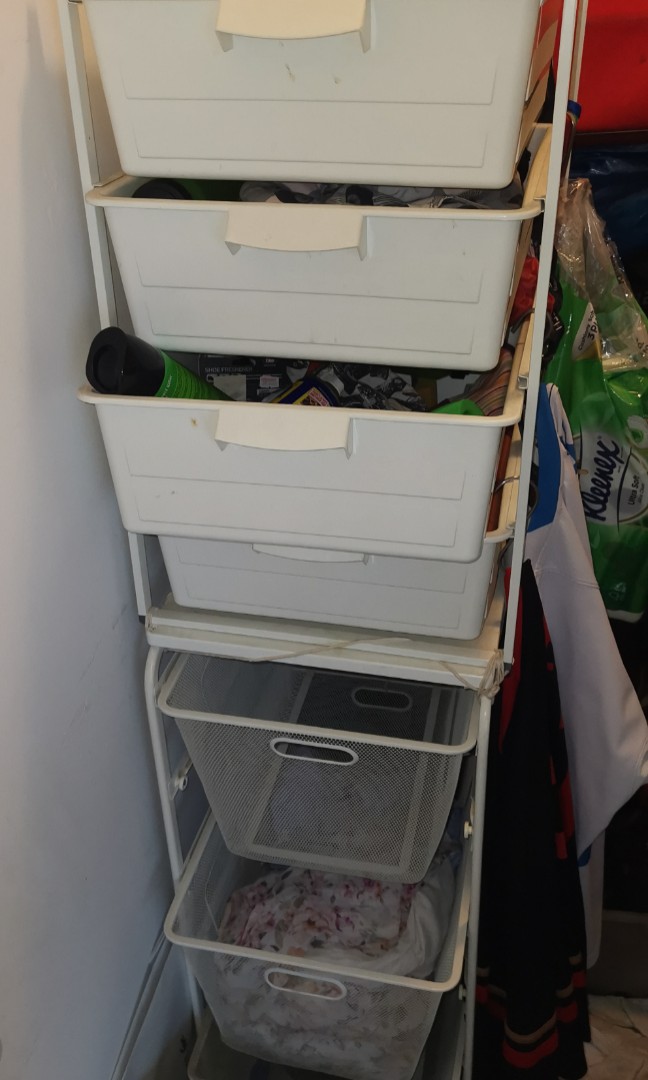 White storage racks and drawers, Furniture & Home Living, Furniture ...