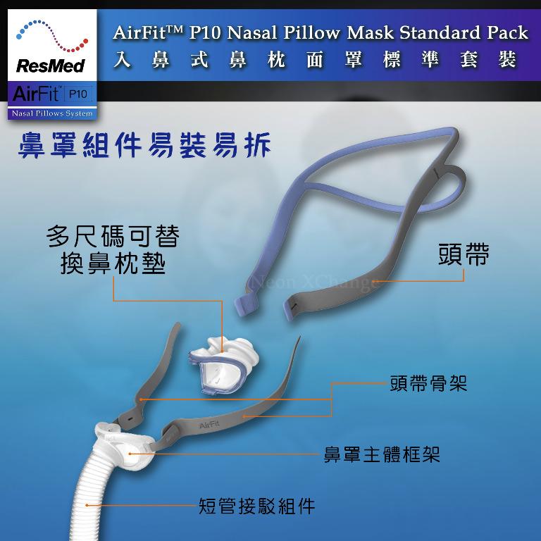 Resmed Airfit P10 睡眠呼吸機入鼻孔式鼻枕鼻罩套裝最新升級版nasal Pillow Cpap Mask New