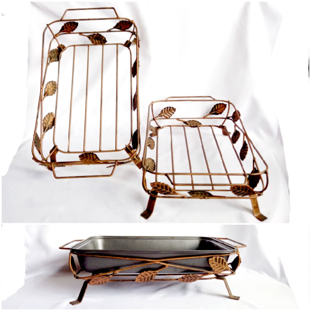 Serving rack for 8 in. x 12 in. pan or dish, all-metal with leaves and ...