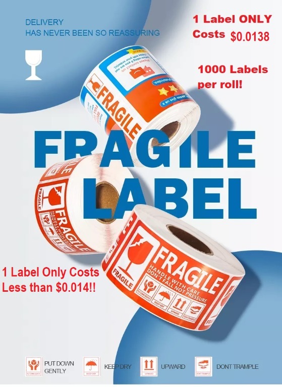 [SG Stock] $0.013 per label! Fragile Stickers 1000 stickers per roll ...