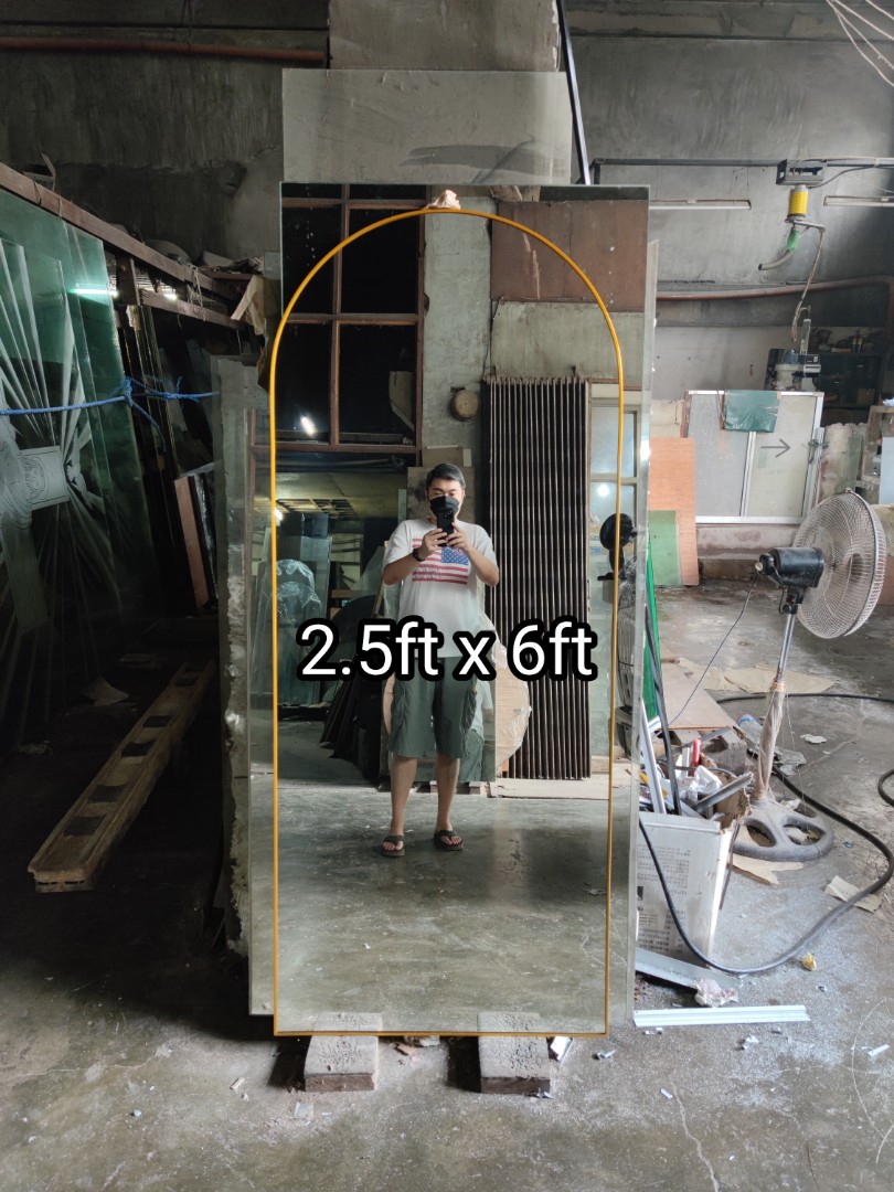 Arc mirror with gold aluminum frame, Furniture & Home Living, Home ...