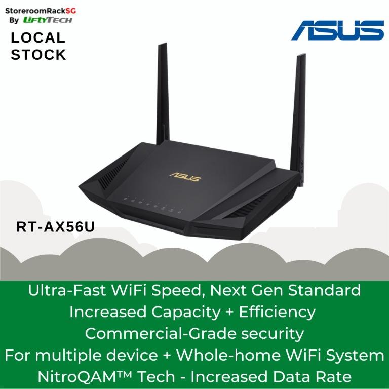 ASUS RT-AX56U, AX1800 Dual Band WiFi 6 (802.11ax) Router (574/1201 Mbps ...