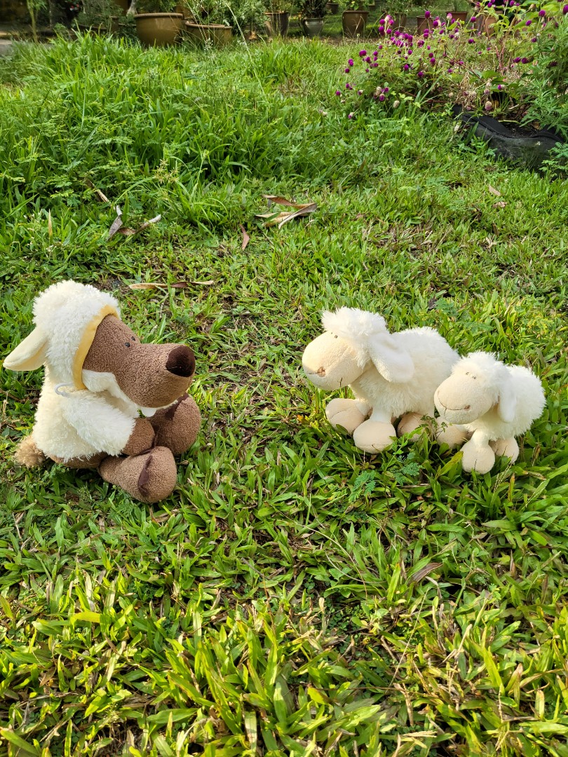 Authentic Rare Nici Big Bad Wolf & Mummy & Baby Lamb / Sheeps Plush ...