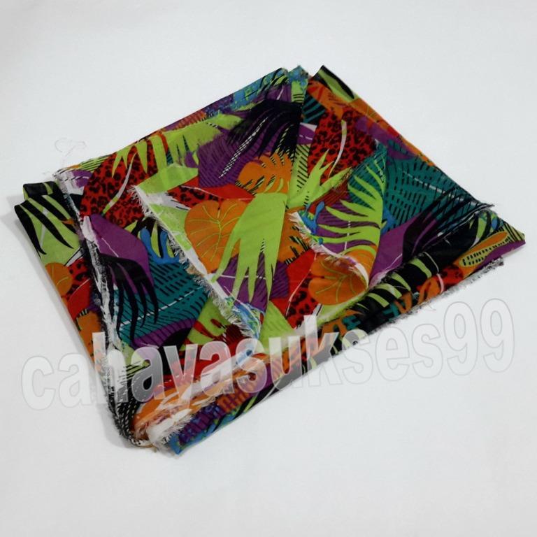 Bahan Kain Sifon Motif Daun 146cm x 114cm Kain Craft Souvenir Kain ...